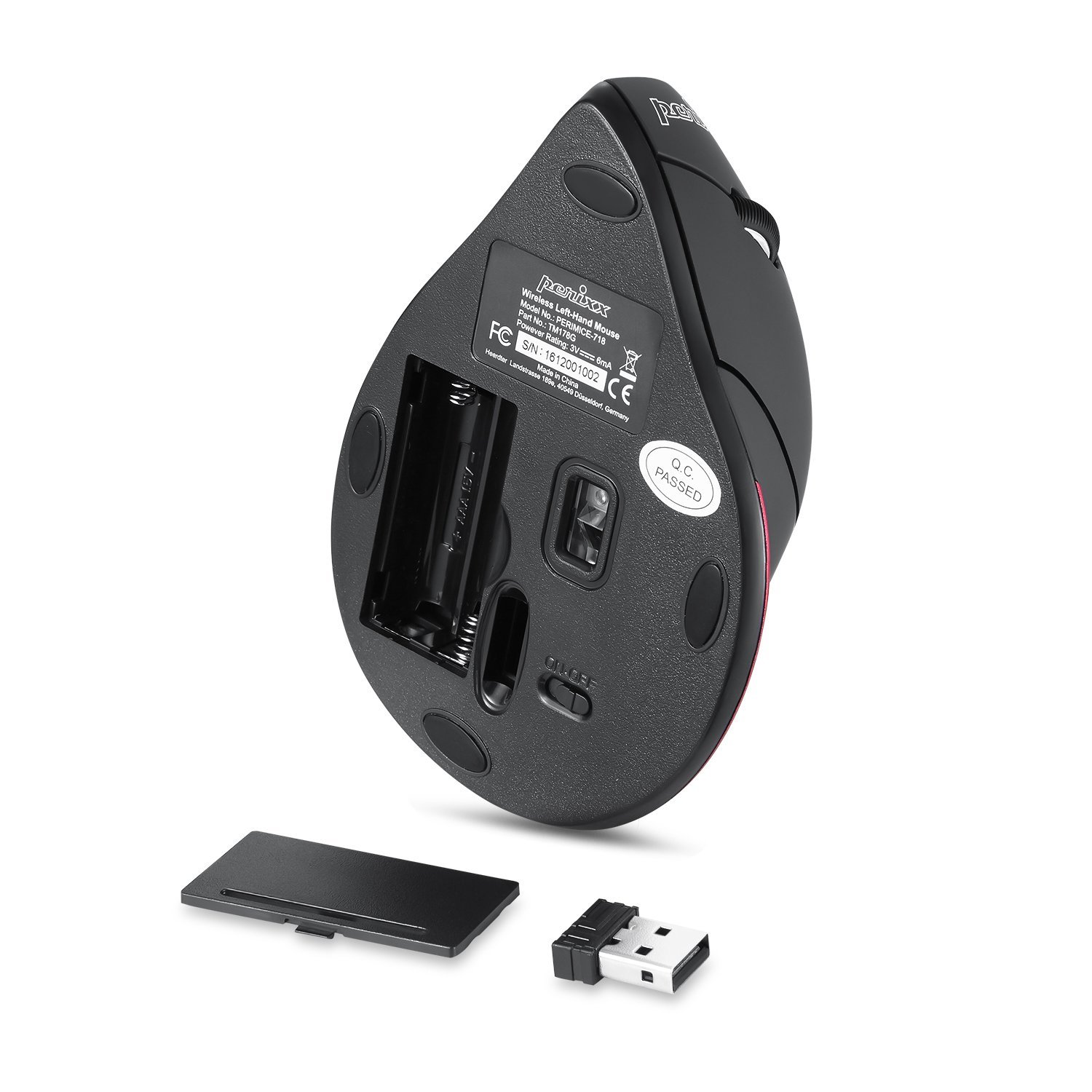 Perixx PERIMICE-718 Ergonomische Linkshänder Maus - Vertikales Design ...
