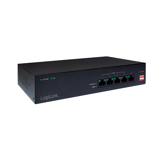 5-Port Netzwerkverteiler / Switch 10/100 MBit/s mit 4 PoE+ Ports ...