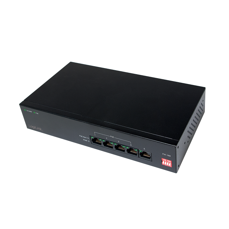 5-Port Netzwerkverteiler / Switch 10/100 MBit/s mit 4 PoE+ Ports ...